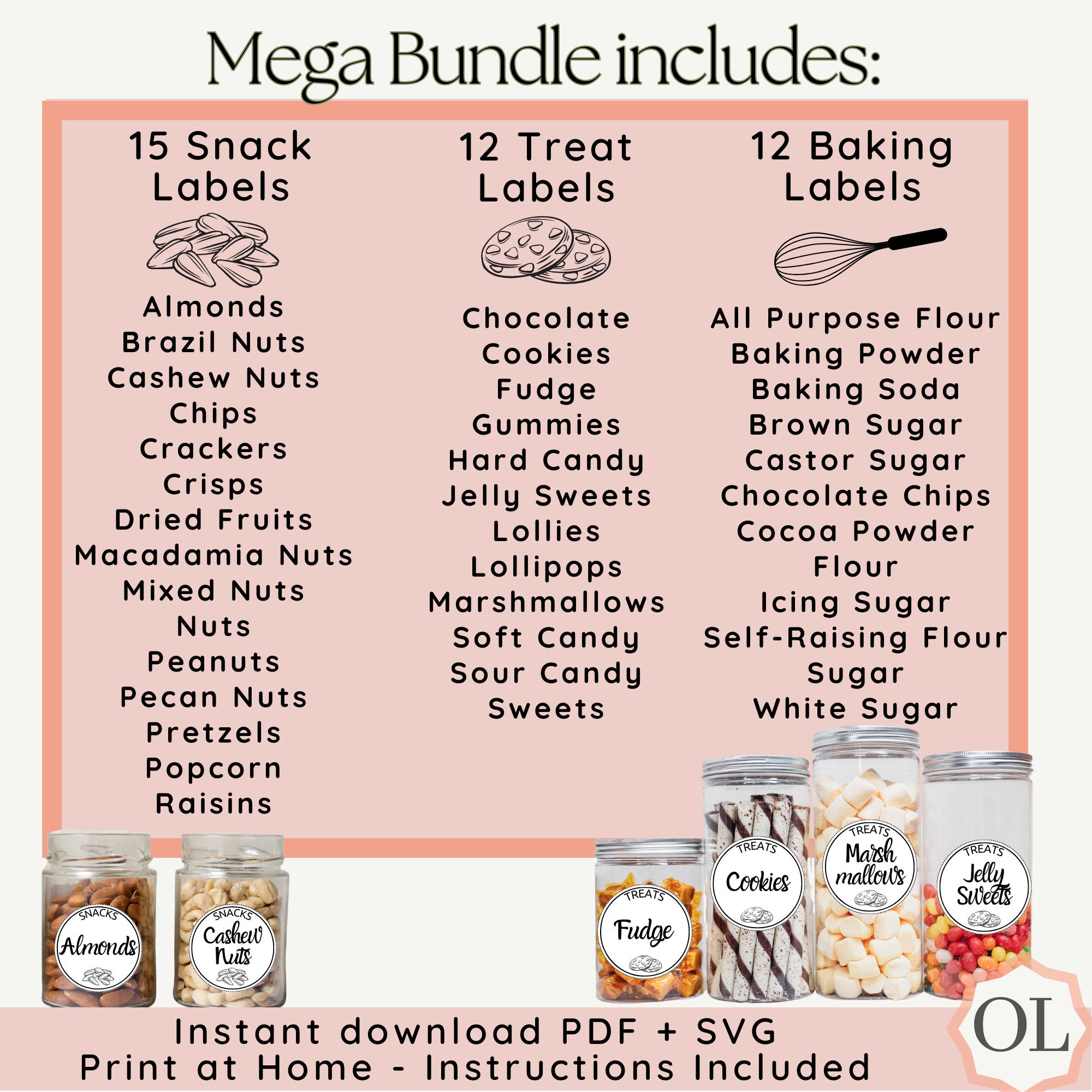 Pantry Labels Printable - MEGA BUNDLE Staples, Beverages, Baking ...