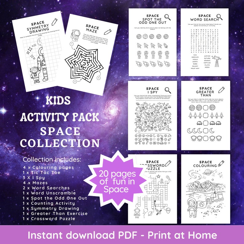 SPACE Kids Activity Pack Activity for Kids Summer Activity - Etsy