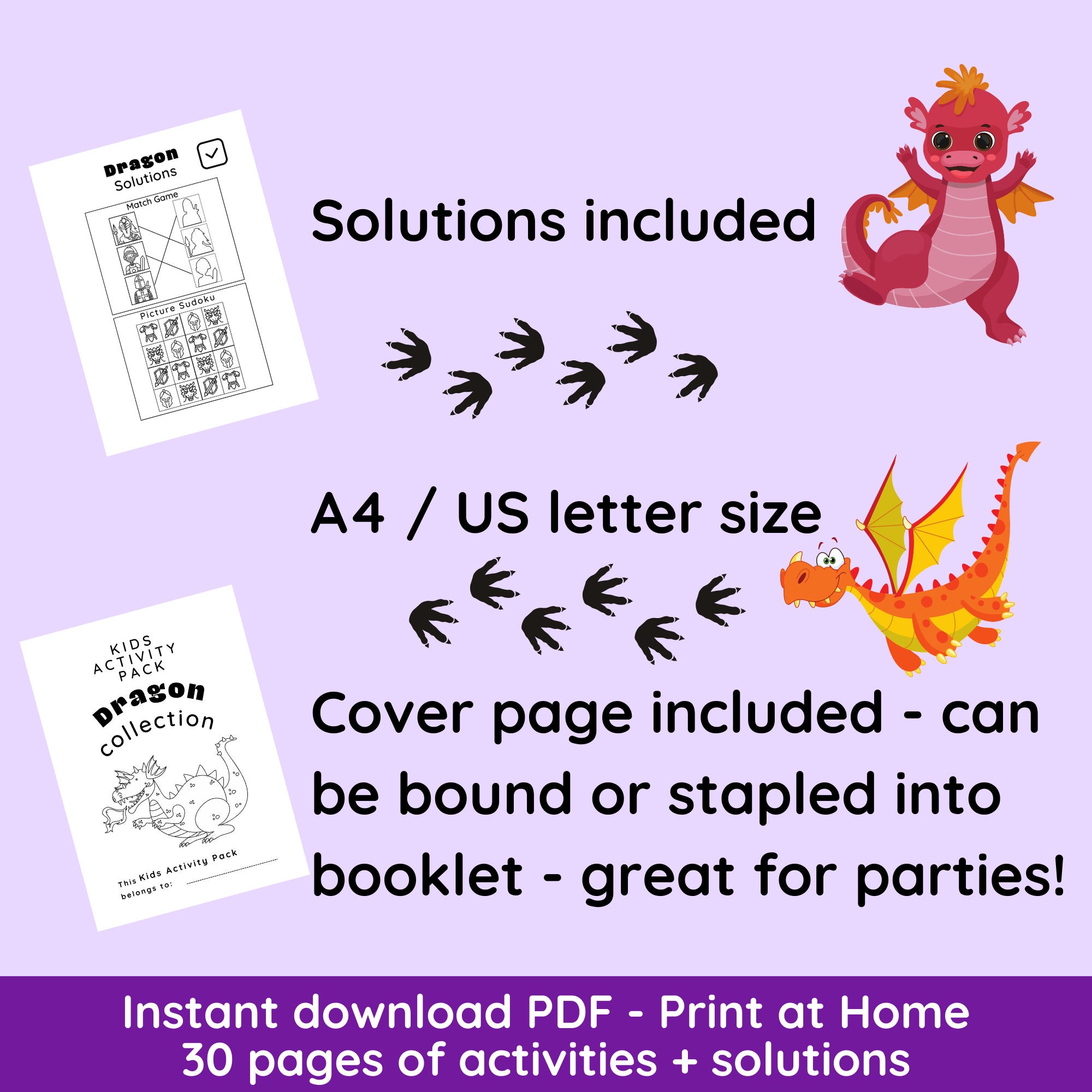 DRAGON Kids Activity Pack, Activity Sheet for Kids, Coloring Pages, I ...