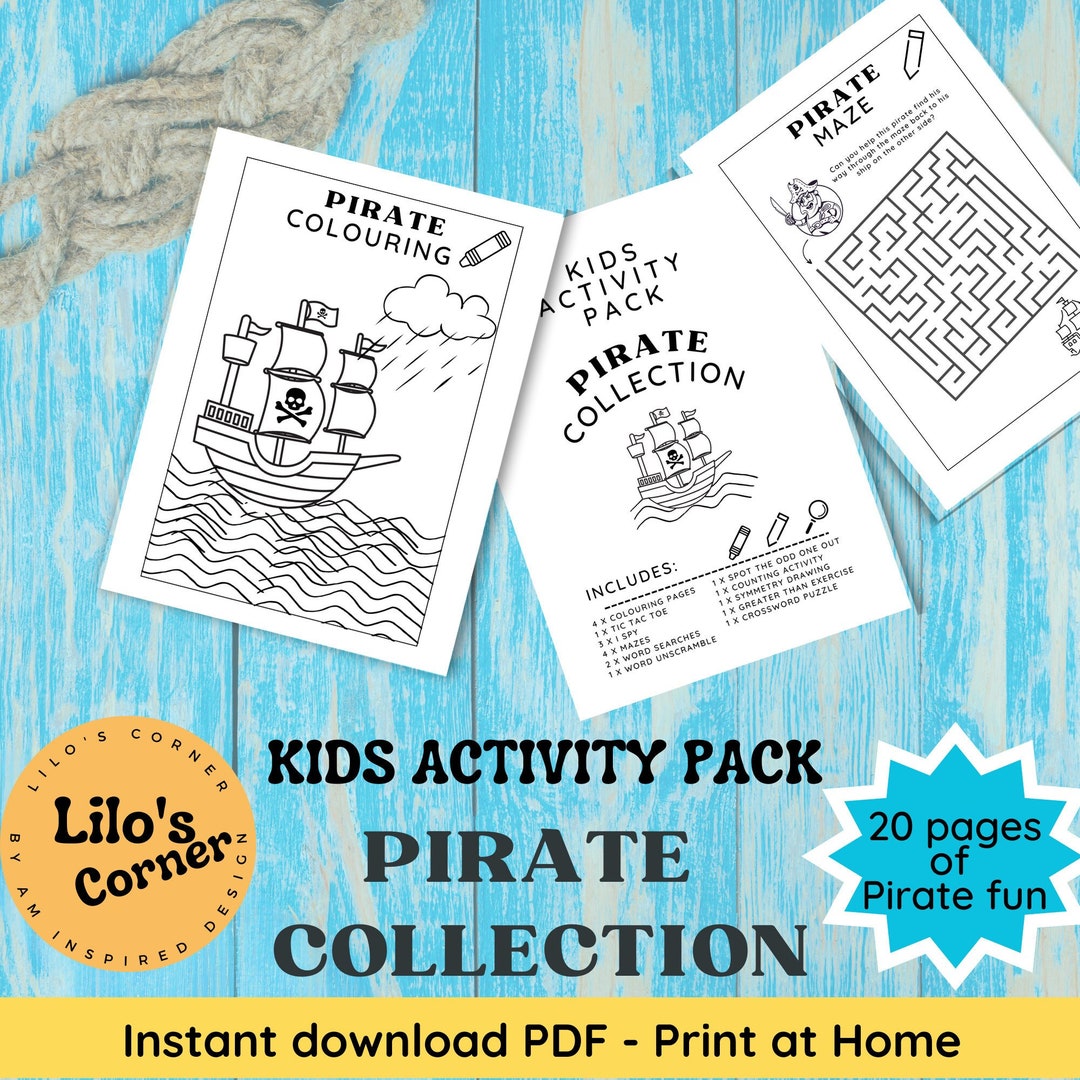 PIRATE Kids Activity Pack Activity for Kids Summer Activity - Etsy