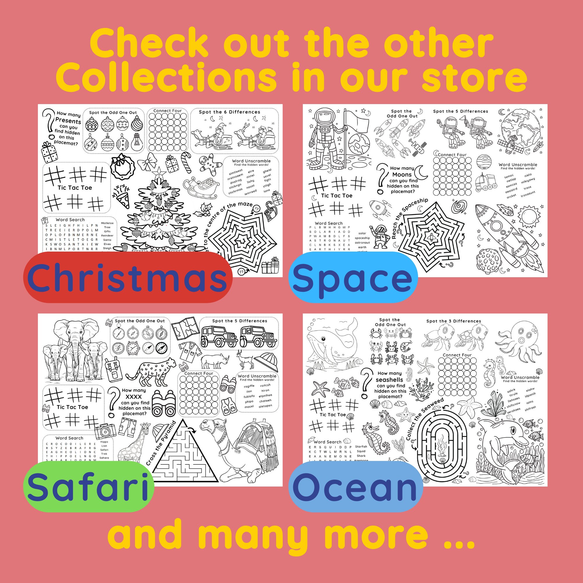 CIRCUS Printable Activity Placemat, Activities for Kids, Word Find ...