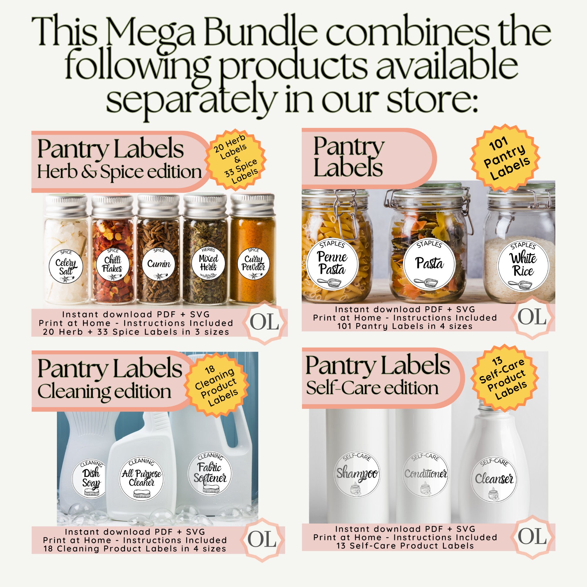 Pantry Labels Printable - MEGA BUNDLE Staples, Beverages, Baking ...