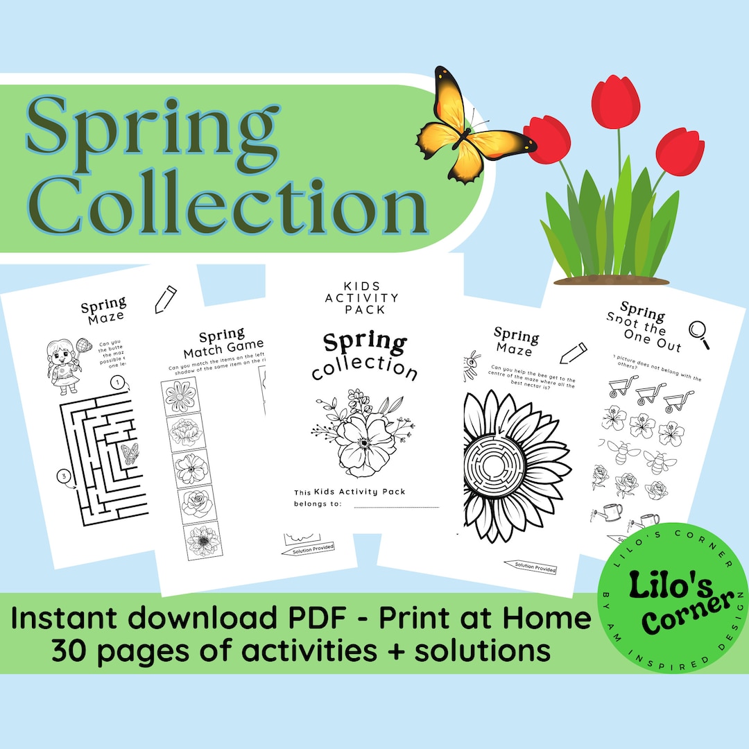 SPRING Kids Activity Pack, Printable Activity for Kids, Word Find ...