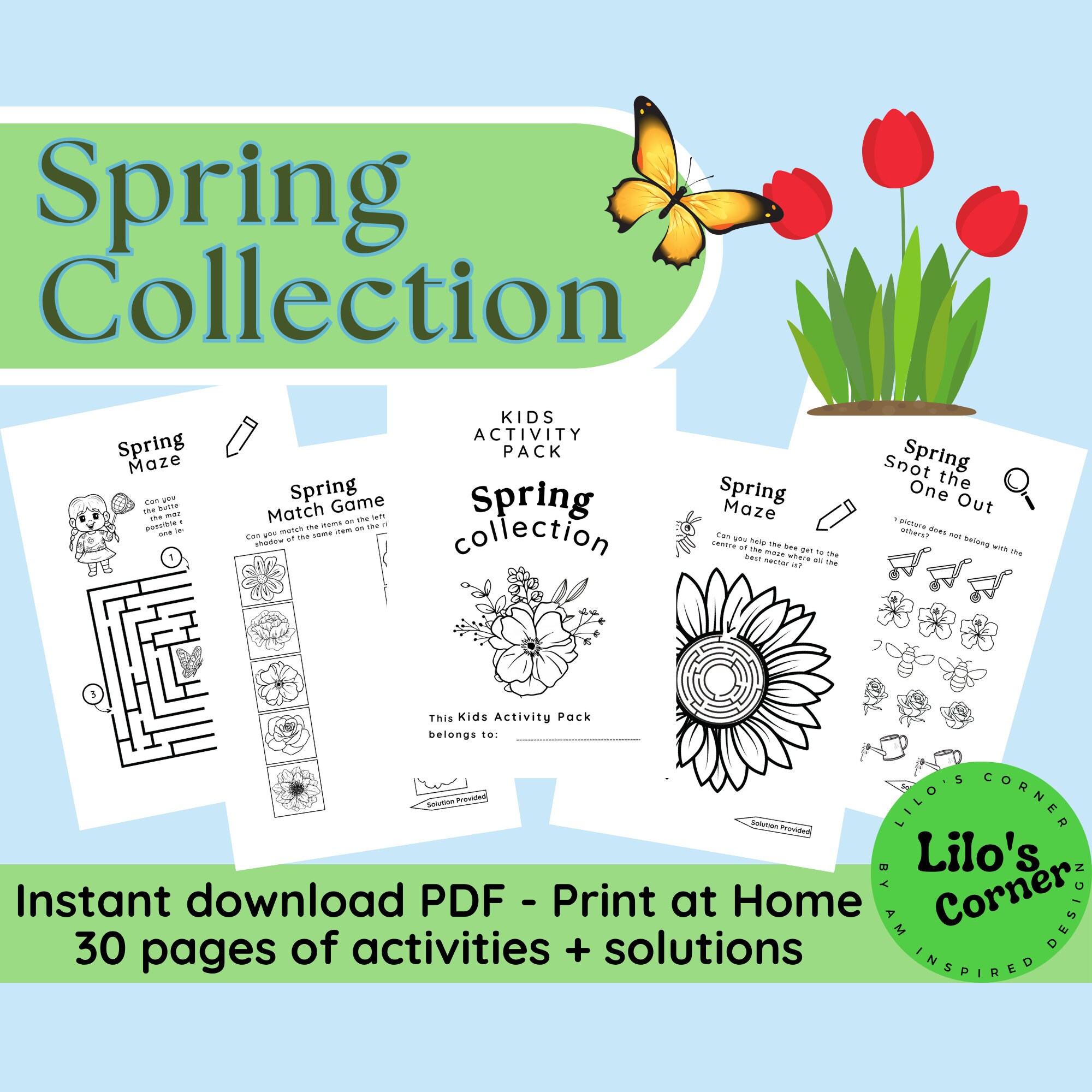 SPRING Kids Activity Pack, Printable Activity for Kids, Word Find ...