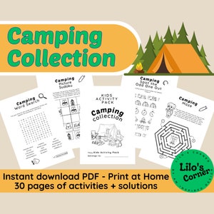 CAMPING Kids Activity Pack, Printable Activity for Kids, Word Find ...