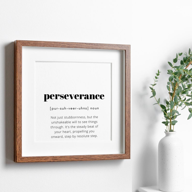 PERSEVERANCE Inspirational Quote, Wall Art Print, Home Office Art ...
