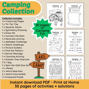 CAMPING Kids Activity Pack, Printable Activity for Kids, Word Find ...