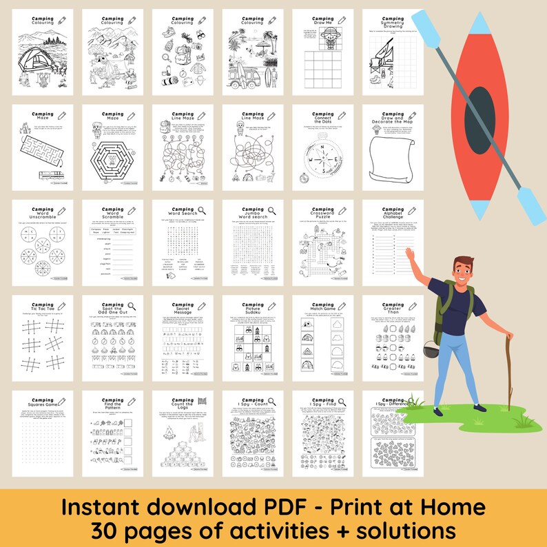 CAMPING Kids Activity Pack, Printable Activity for Kids, Word Find ...