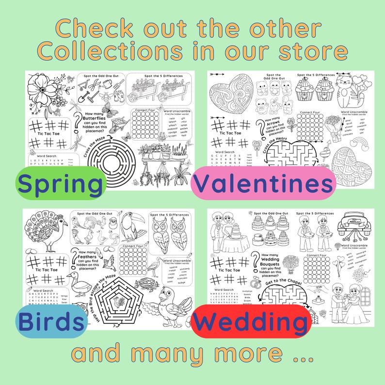 FARM Printable Activity Placemat, Activities for Kids, Word Find, Mazes ...