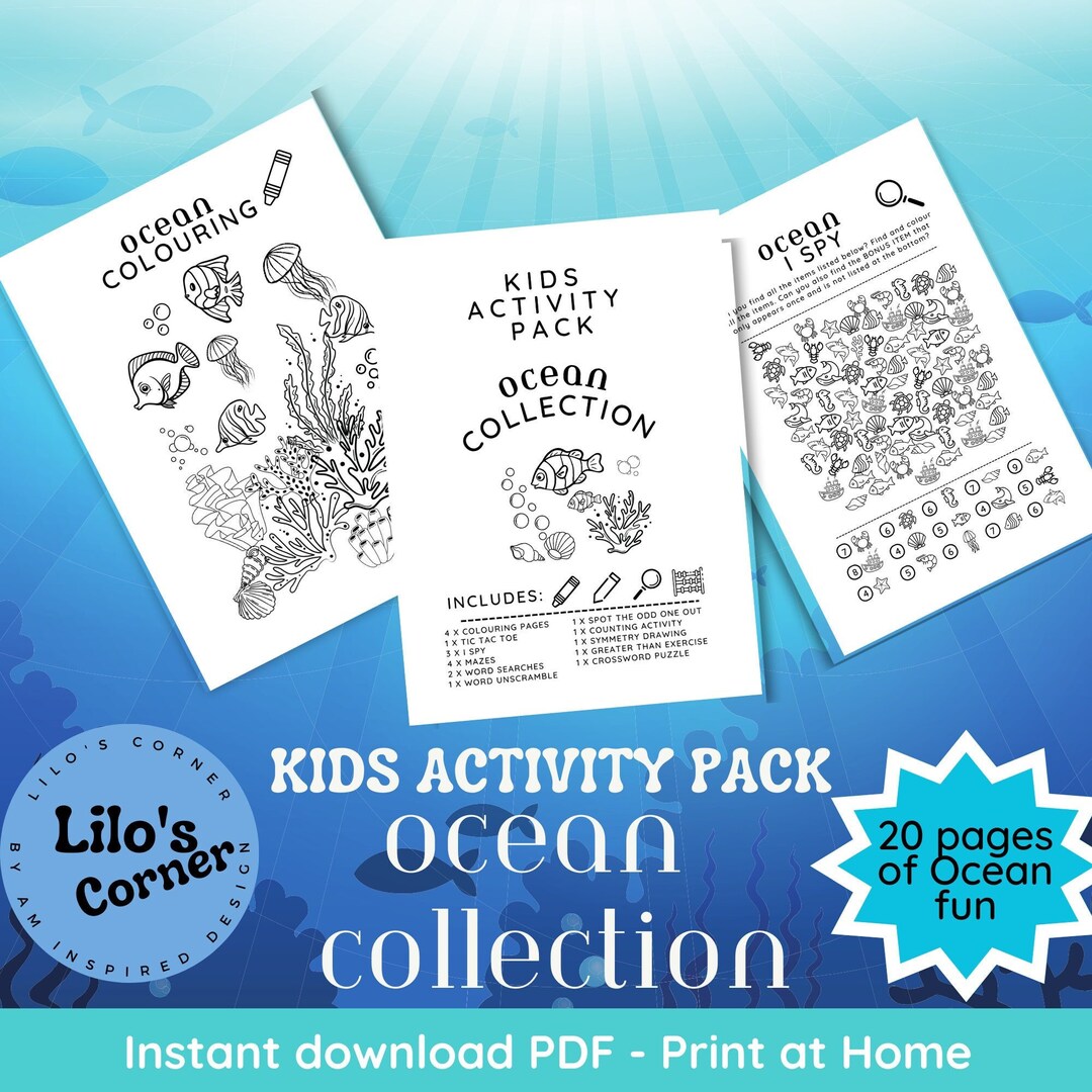 OCEAN Kids Activity Pack Activity for Kids Summer Activity - Etsy