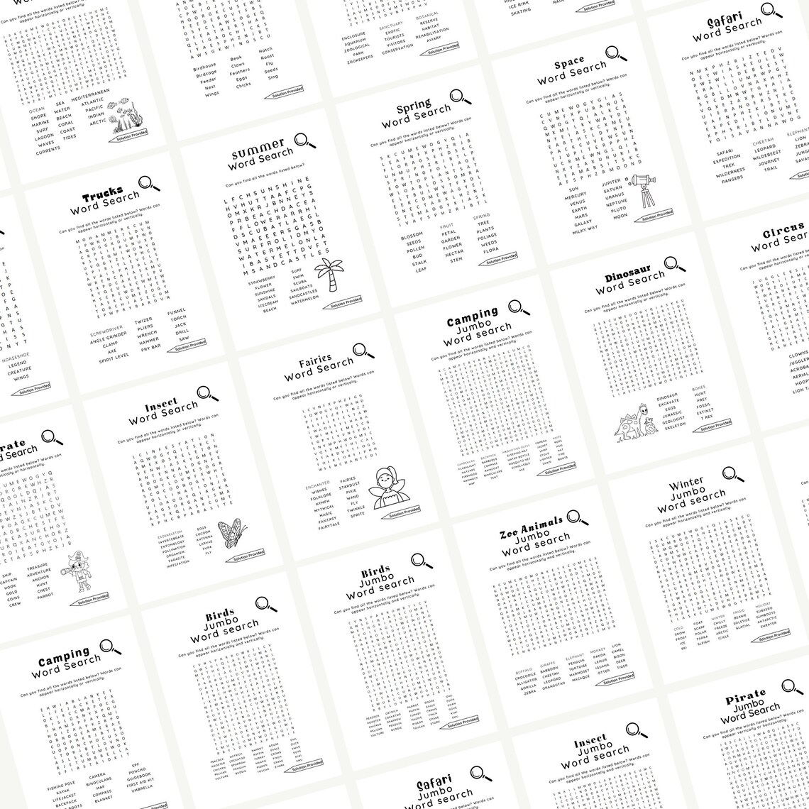 WORD SEARCH Activity Pack, Activity Sheet for Kids, Instant Download ...