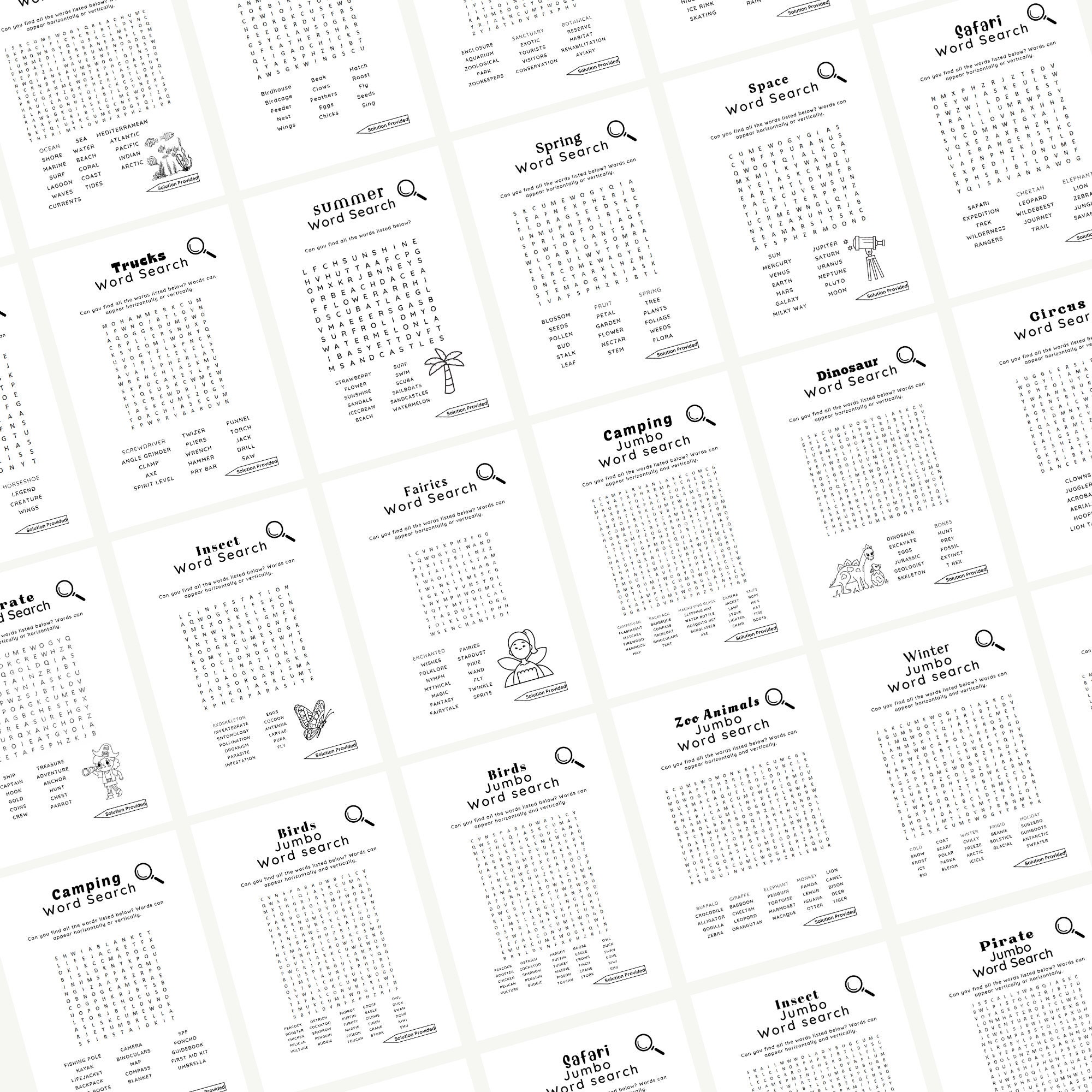 WORD SEARCH Activity Pack, Activity Sheet for Kids, Instant Download ...