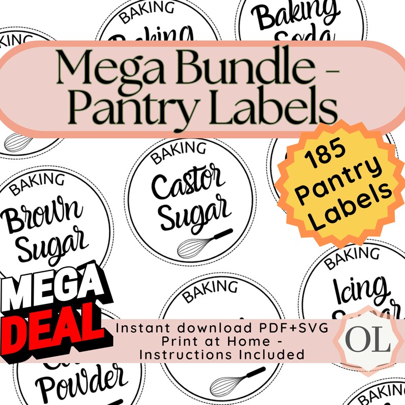 Pantry Labels Printable - MEGA BUNDLE Staples, Beverages, Baking ...