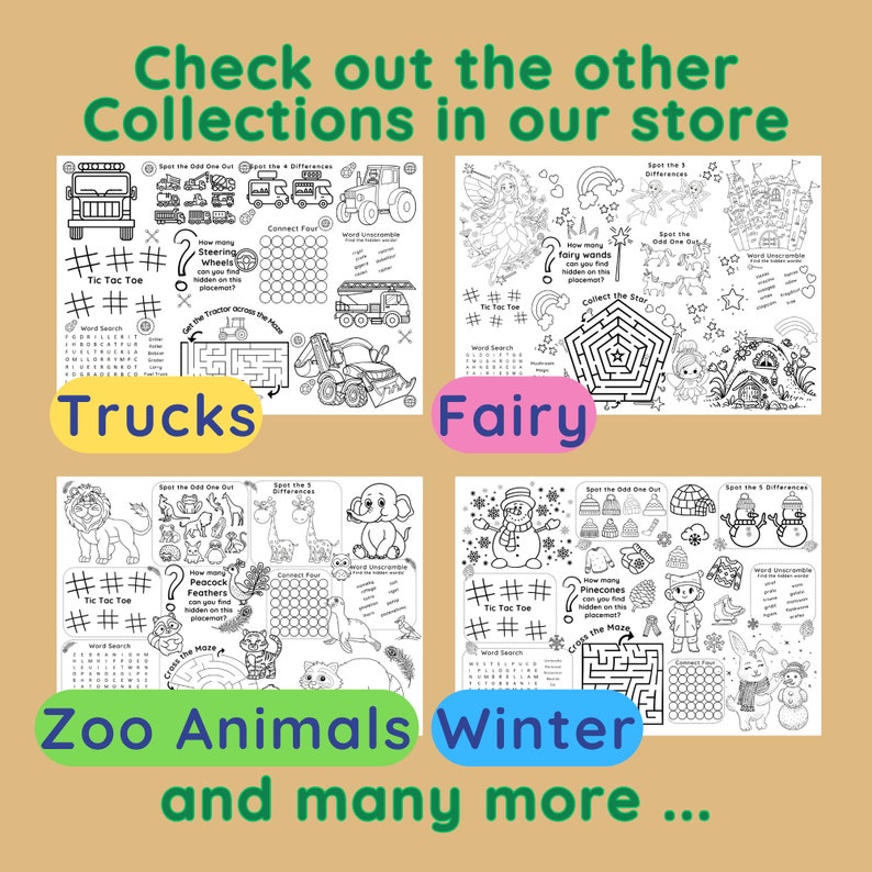 INSECT Printable Activity Placemat, Activities for Kids, Word Find ...