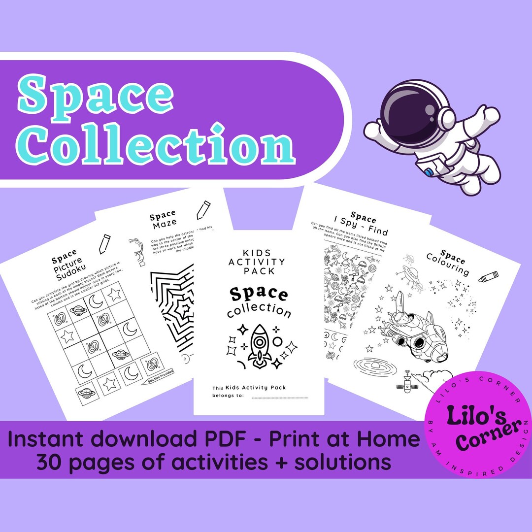 SPACE Kids Activity Pack, Activity for Kids, Summer Activity, Word Find ...