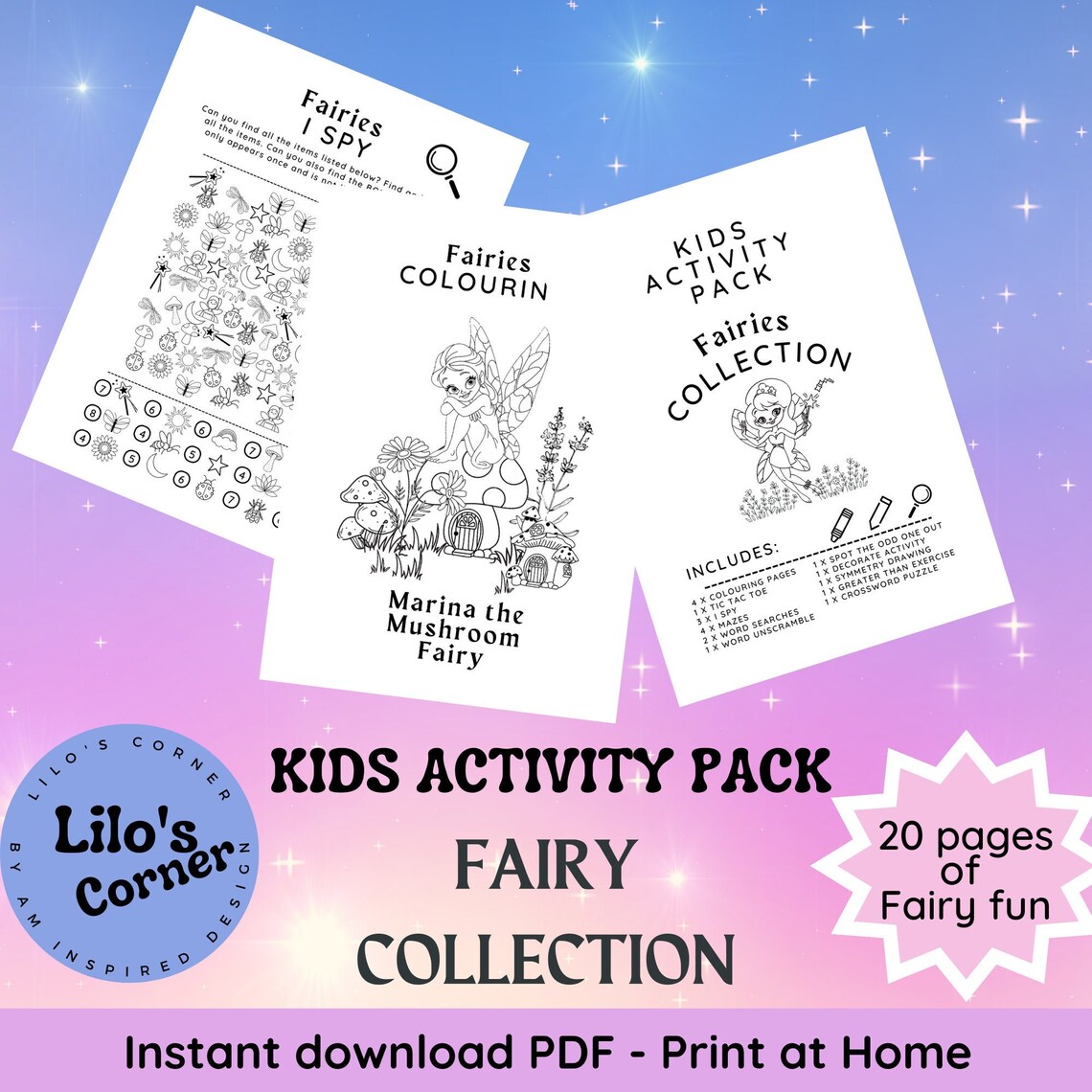 FAIRY Kids Activity Pack Activity for Kids Summer Activity - Etsy