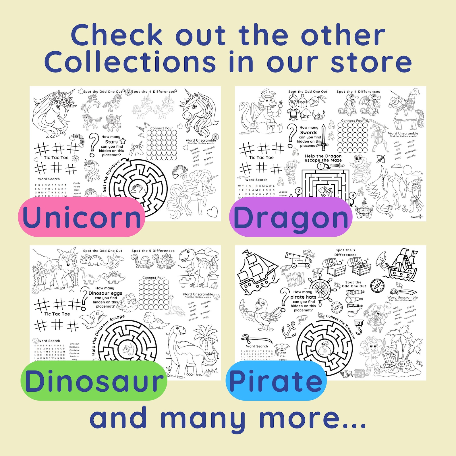 SUMMER Printable Activity Placemat, Activities for Kids, Word Find ...