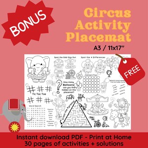 CIRCUS Kids Activity Pack, Activity for Kids, Summer Activity, Word ...