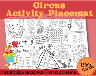 SAFARI Printable Activity Placemat, Activities for Kids, Word Find ...