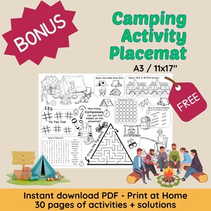CAMPING Kids Activity Pack, Printable Activity for Kids, Word Find ...