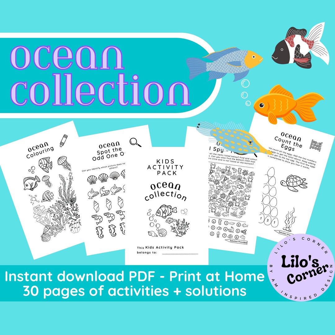 OCEAN Kids Activity Pack, Activity for Kids, Summer Activity, Word Find ...