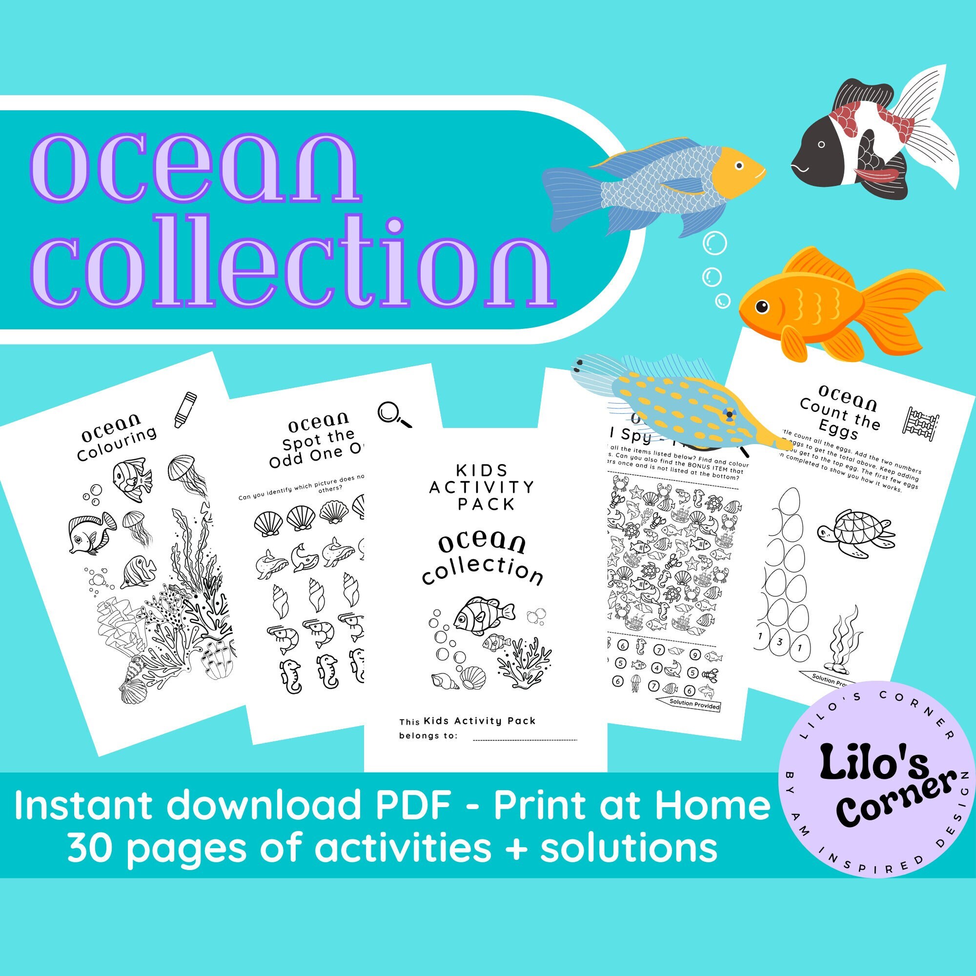 OCEAN Kids Activity Pack, Activity for Kids, Summer Activity, Word Find ...