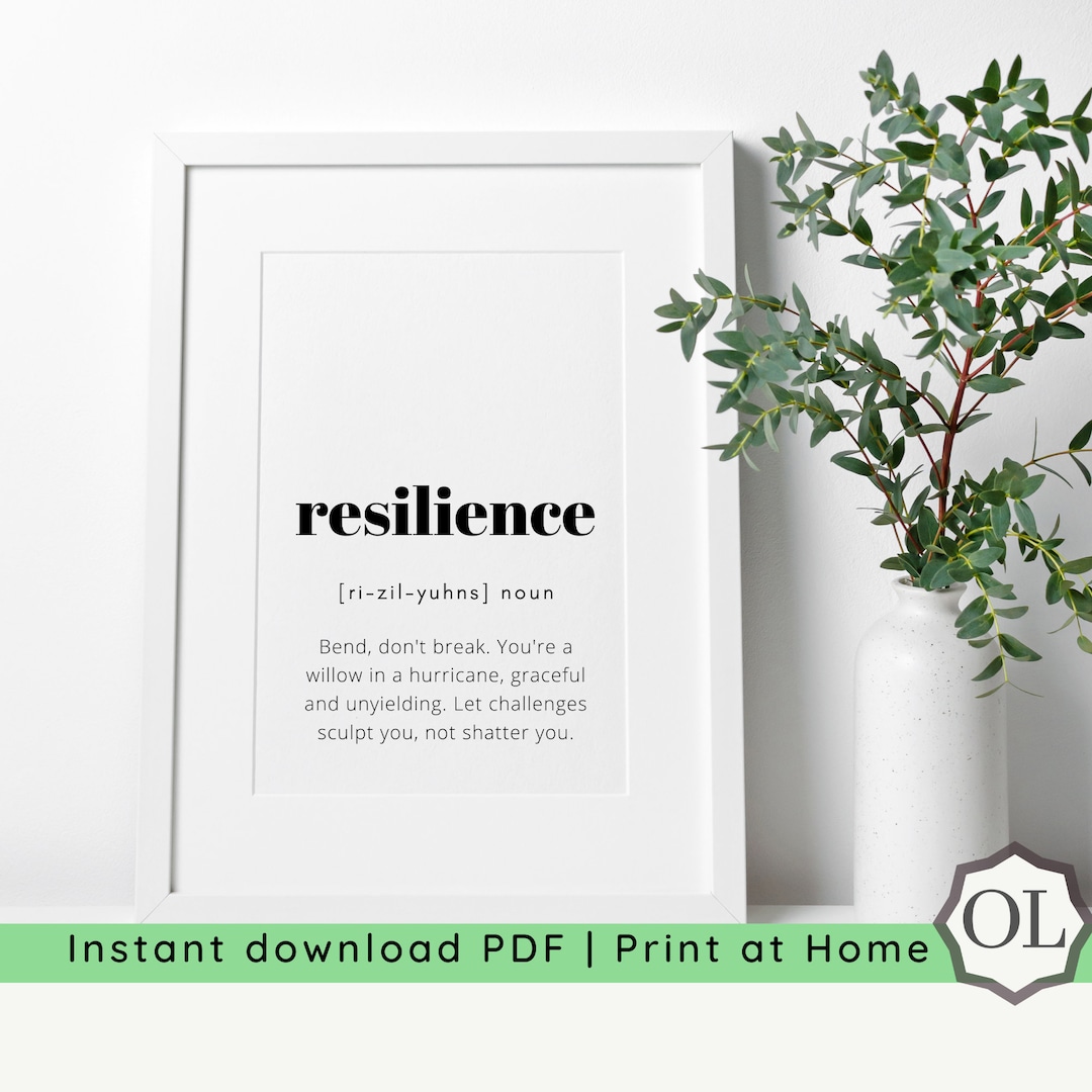 RESILIENCE Inspirational Quote, Wall Art Print, Home Office Art ...