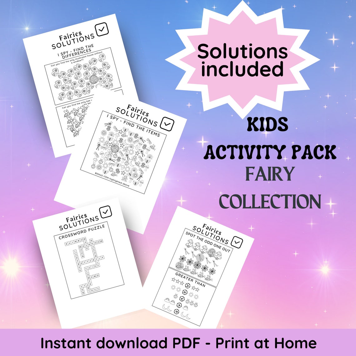 FAIRY Kids Activity Pack Activity for Kids Summer Activity - Etsy