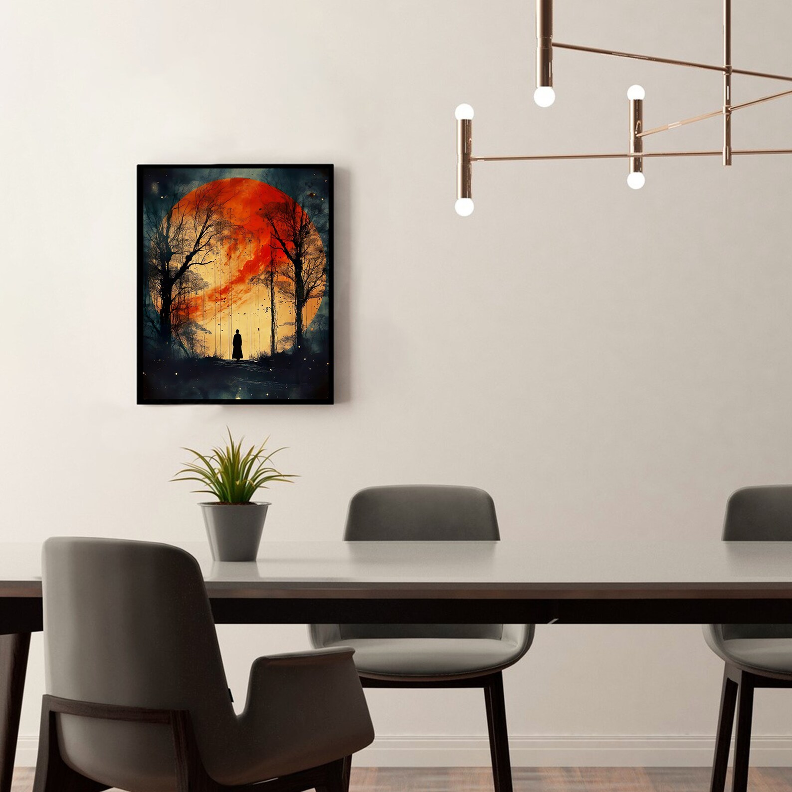 Blood Moon, Printable Wall Art, Dark Moon Art, Moon Art Print, Retro ...