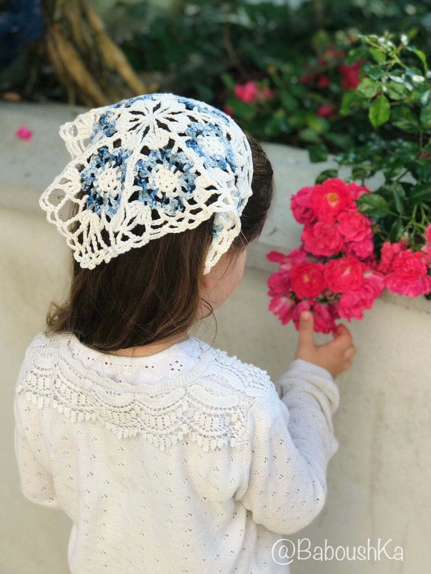 Crochet Pattern Floral Bandana, Lace Crochet Bandana, Pdf Pattern for ...