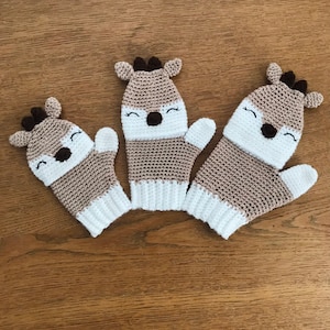 Crochet Pattern Convertible Mittens Fawn (3 Sizes Child - Adult) - Etsy