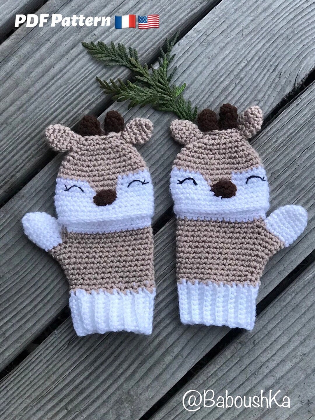 Crochet Pattern Convertible Mittens Fawn (3 Sizes Child - Adult) - Etsy