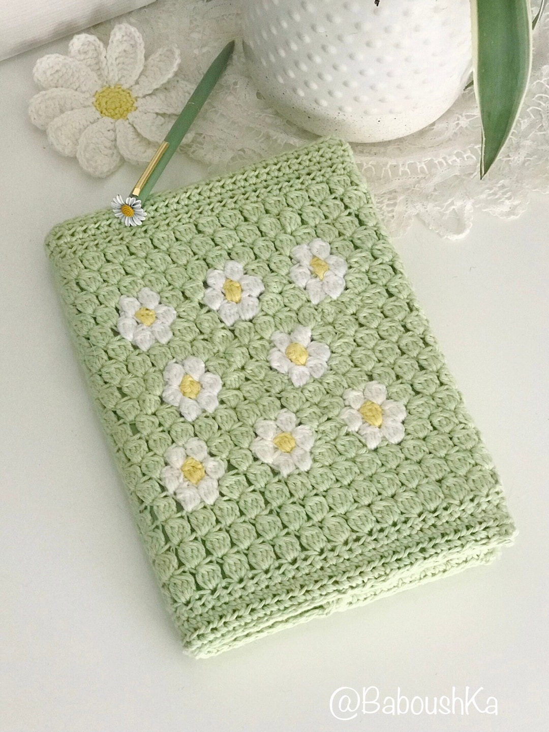 Crochet Pattern Daisy Notebook Cover, Crochet Book Cover, Pdf Diary ...