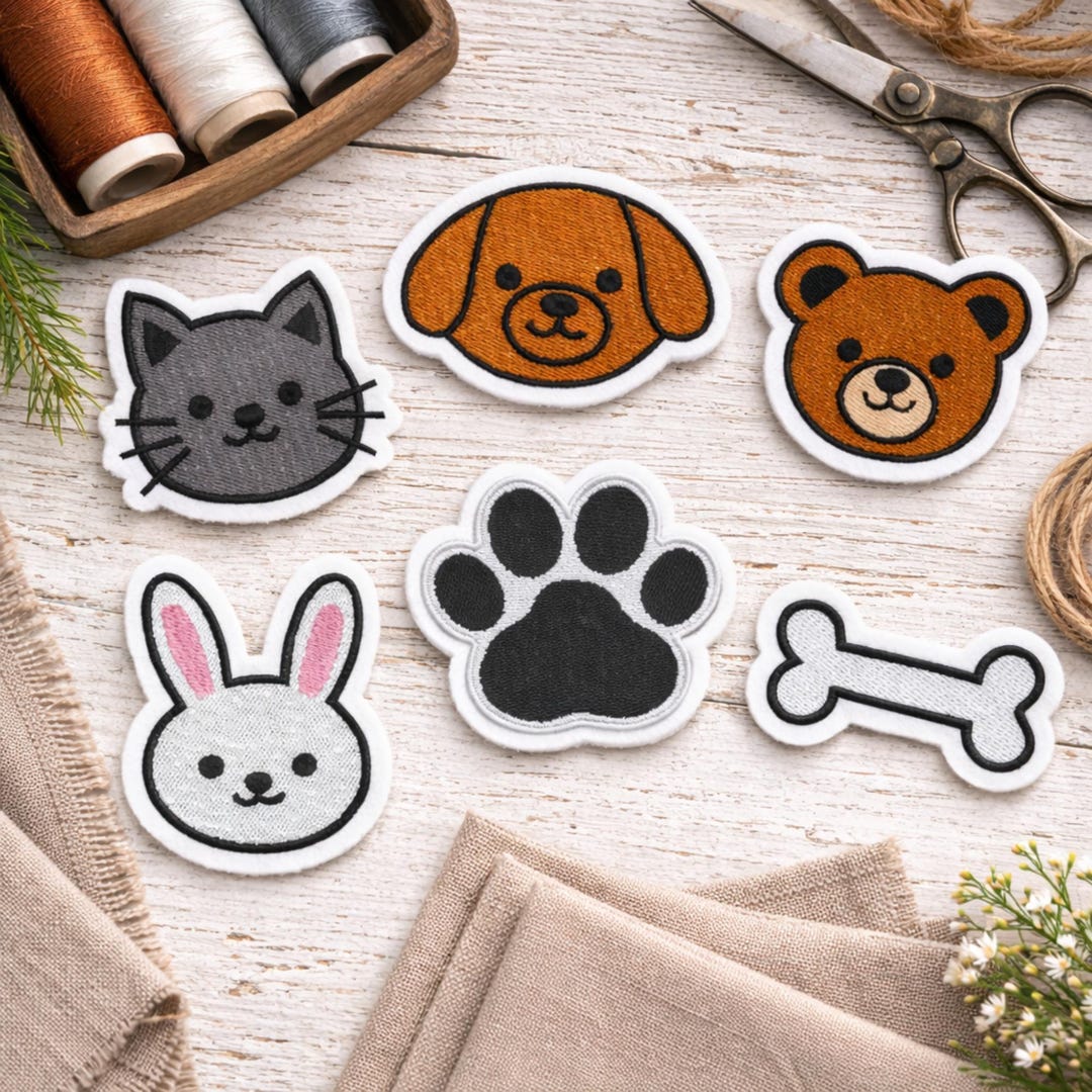 Animal Patch Set, Pet Theme Embroidered Patches 6-7 Cm, Whimsical Iron ...
