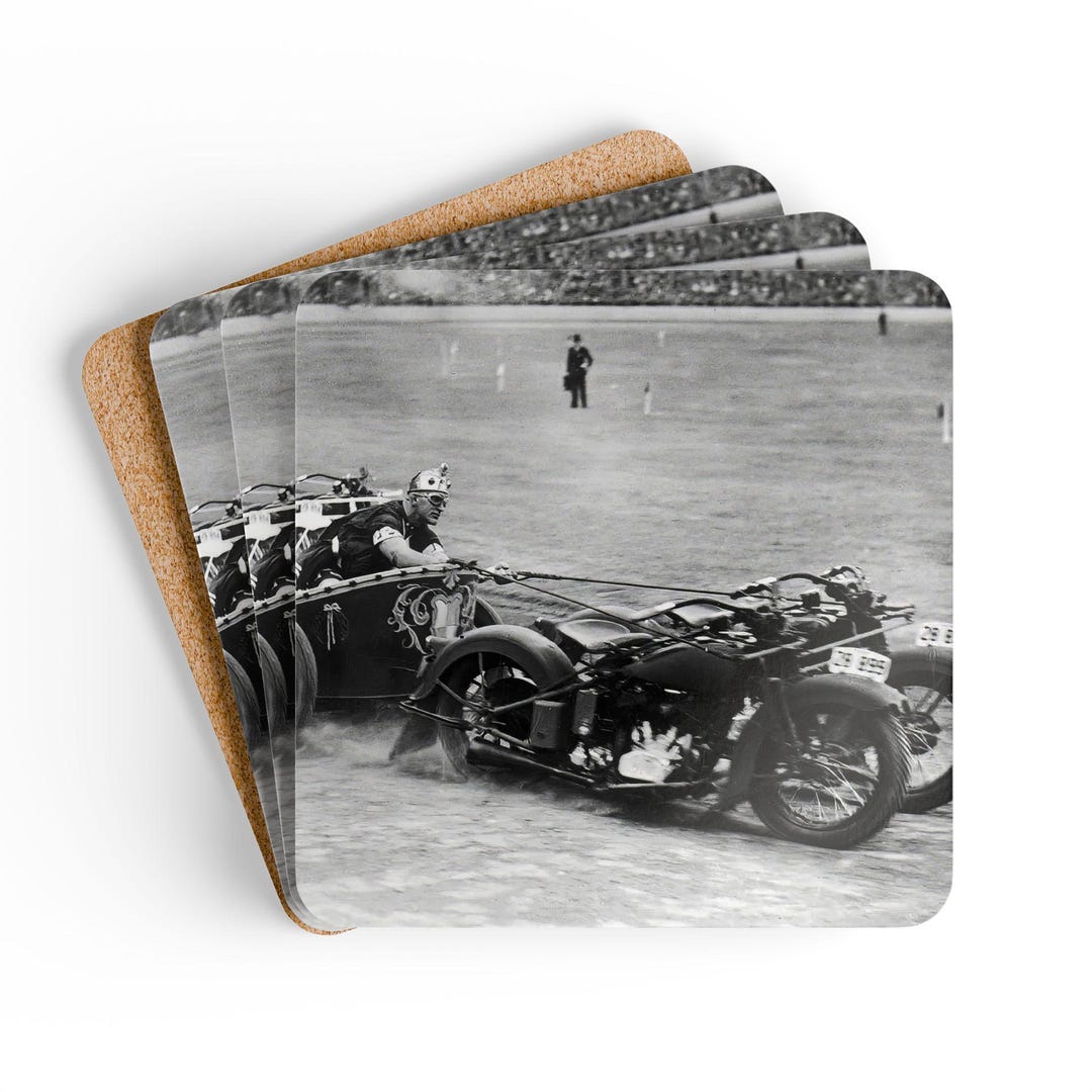 Motorcycle Chariot Racers Corkwood Coasters (set 4) Vintage/retro/home ...