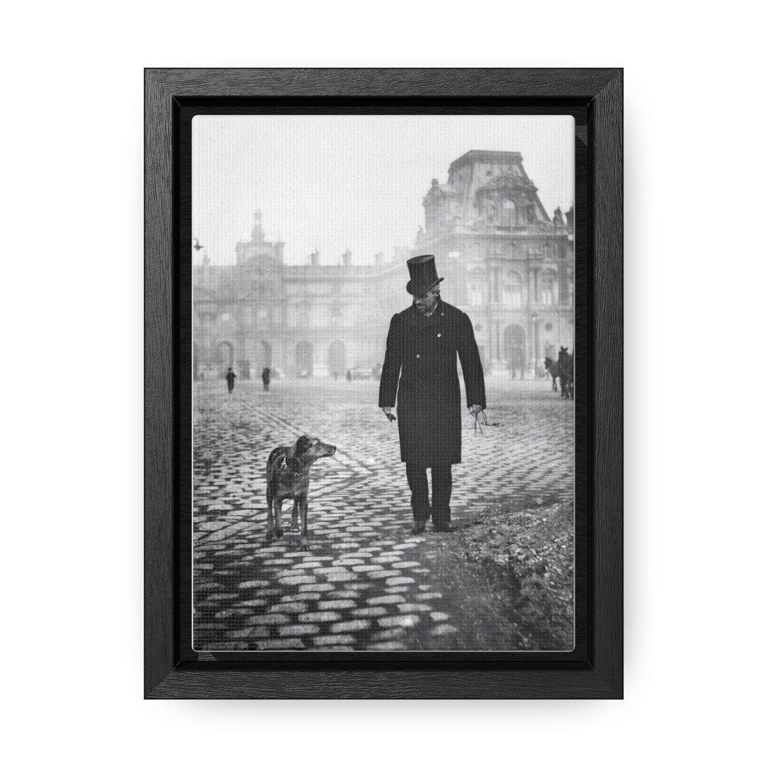 Victorian Man Walking Dog in 1892 Gallery Canvas Wrap Paris/steampunk ...