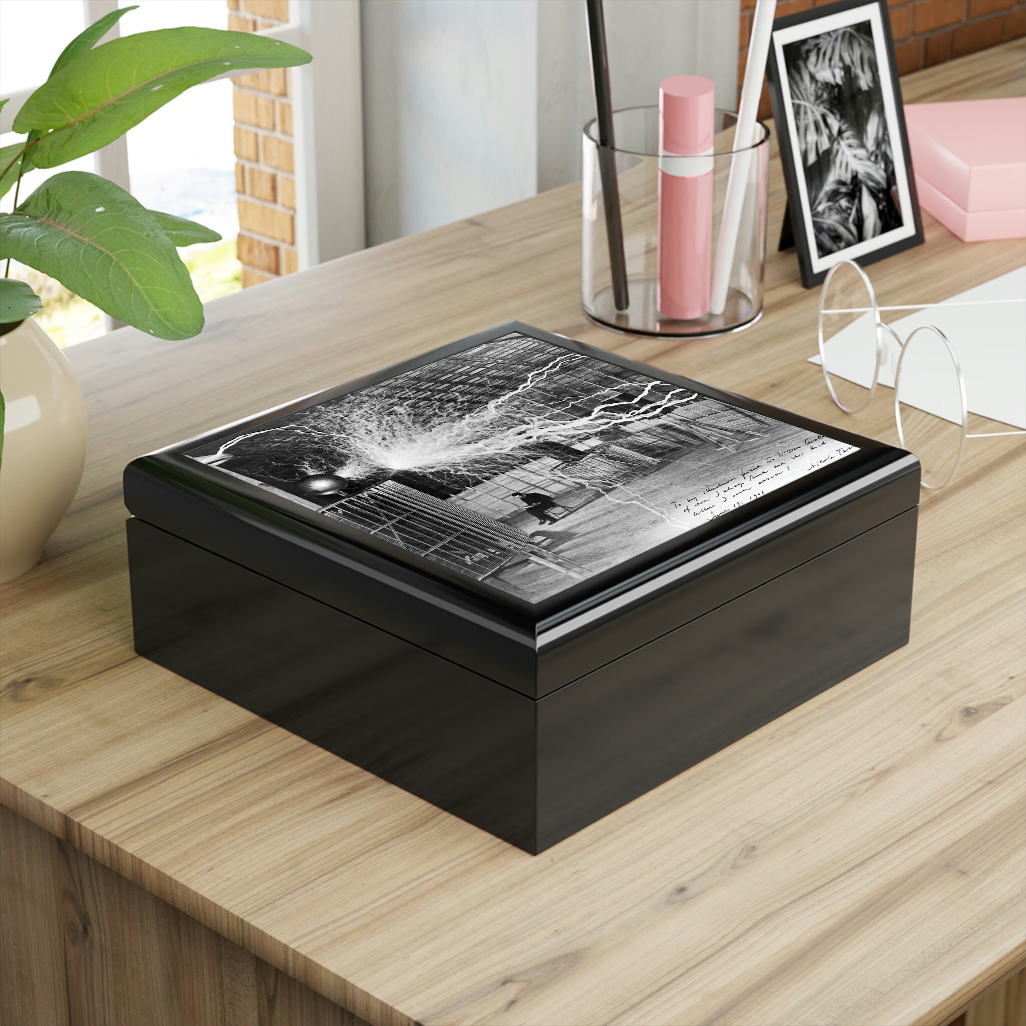 Nikola Tesla With His Tesla Coil Jewelry Box Science/steampunk/heirloom ...