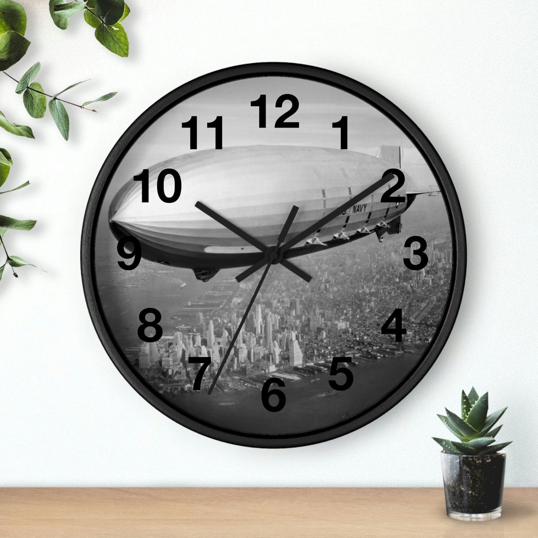 USS Macon Over Lower Manhattan (1933) Wall Clock Zeppelin/airship ...