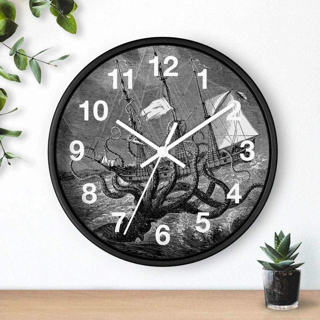 The Kraken Attack Wall Clock/science Fiction/fantasy/steampunk/squid ...