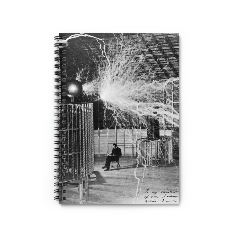 Nikola Tesla With His Tesla Coil, Spiral Notebook Ruled Line Science ...