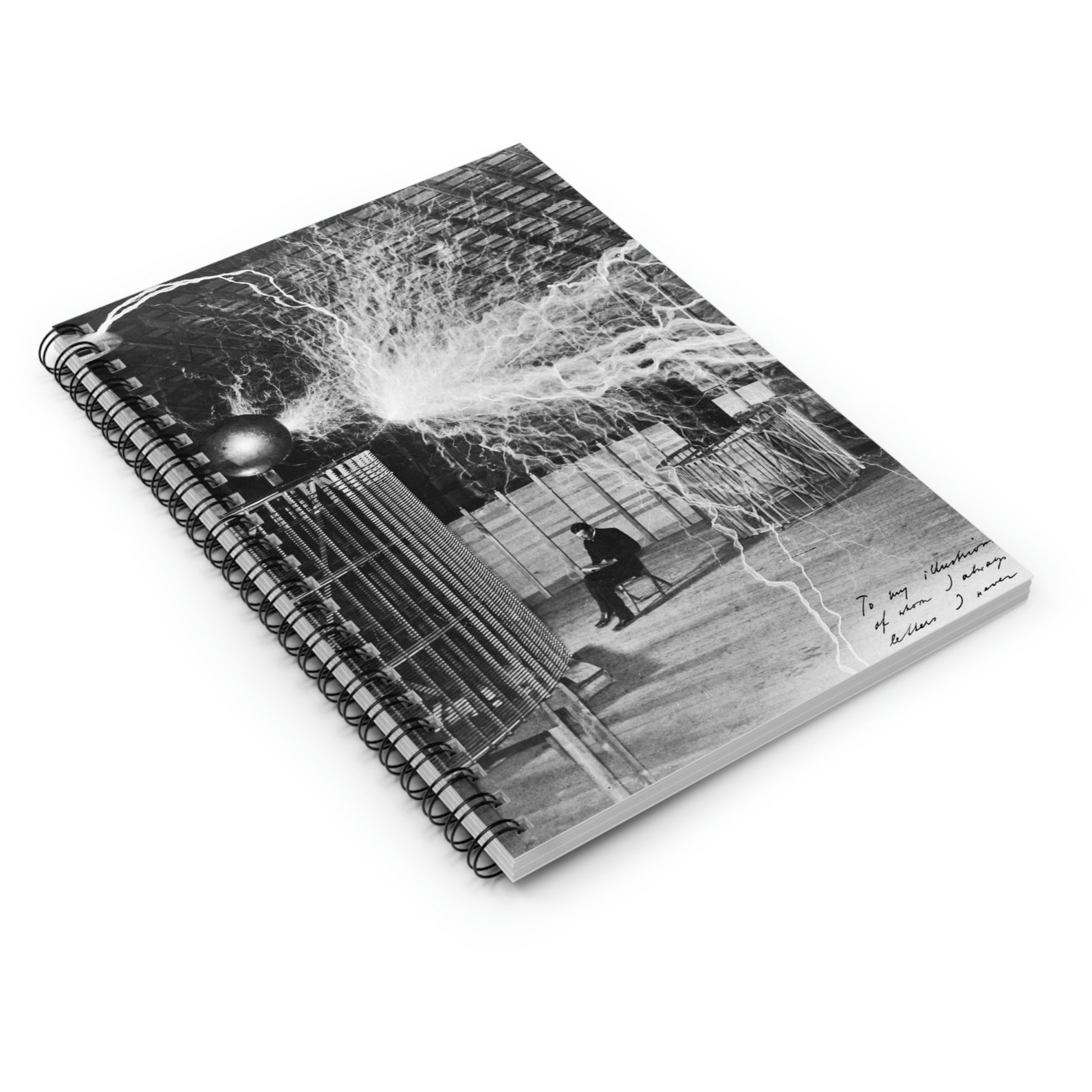 Nikola Tesla With His Tesla Coil, Spiral Notebook Ruled Line Science ...