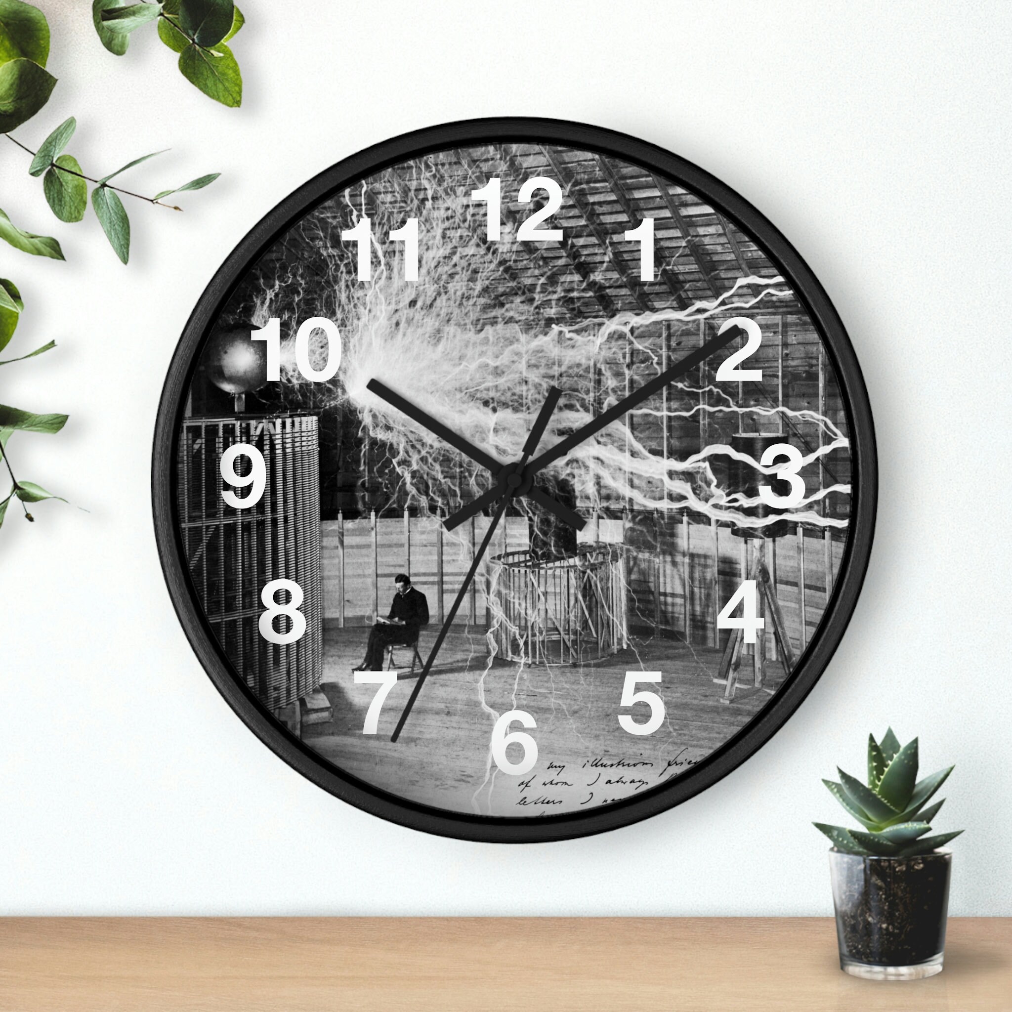 Nikola Tesla With His Tesla Coil Wall Clock Science/steampunk/engineer ...