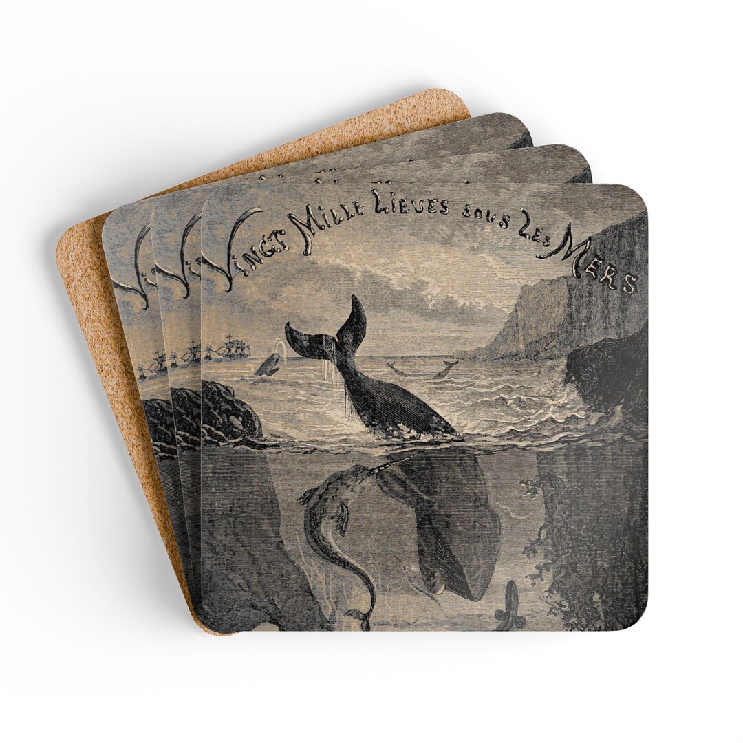 20,000 Leagues Under the Sea Frontispiece Cork Coasters (set of 4 ...