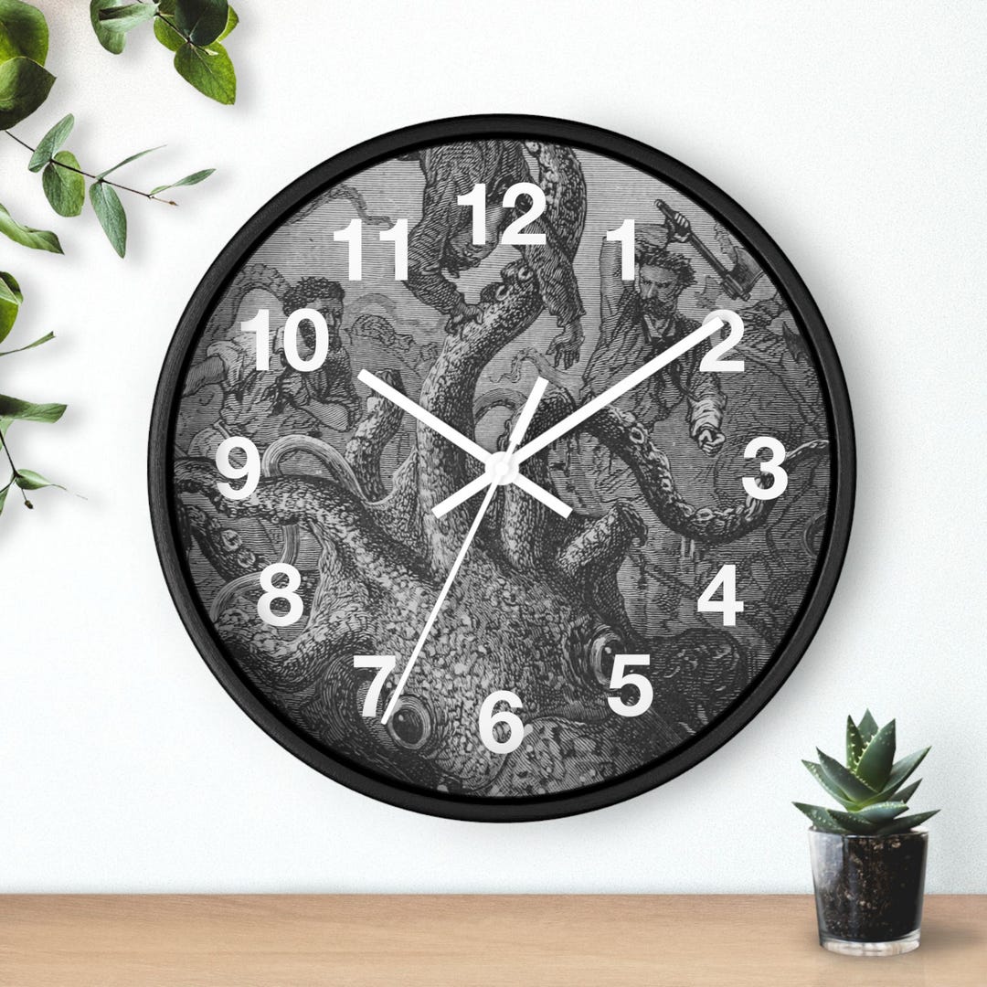 Giant Squid Attack the Nautilus Wall Clock Vintage/jules Verne/literary ...