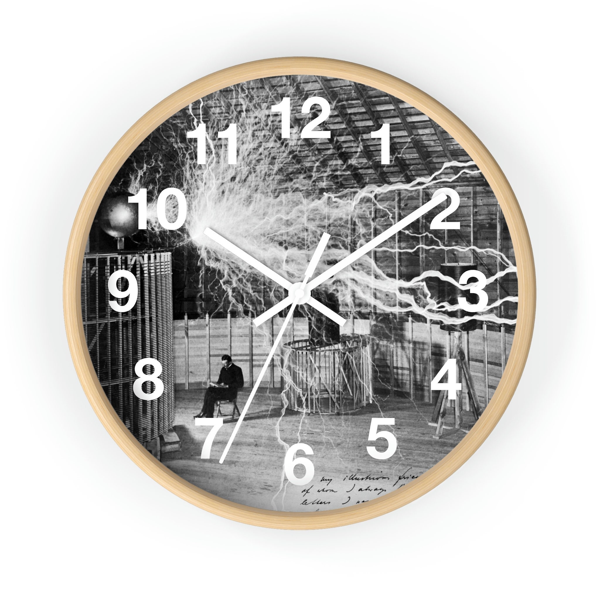 Nikola Tesla With His Tesla Coil Wall Clock Science/steampunk/engineer ...