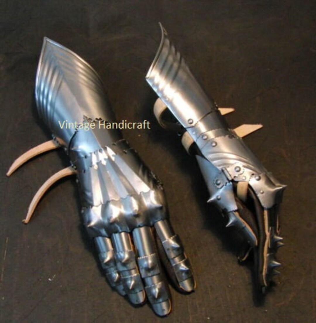 Antique Two Pair Gauntlets Armor Medieval LARP Replica 18 Gauge Steel ...
