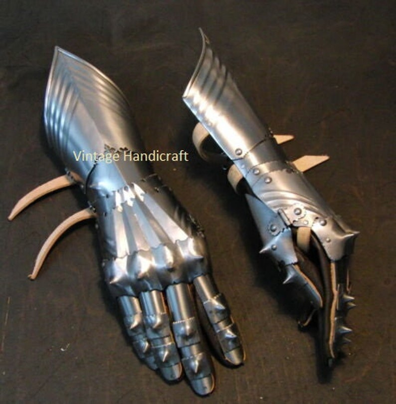 Antique Two Pair Gauntlets Armor Medieval LARP Replica 18 Gauge Steel ...