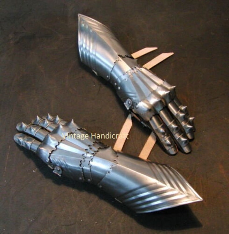 Antique Two Pair Gauntlets Armor Medieval LARP Replica 18 Gauge Steel ...