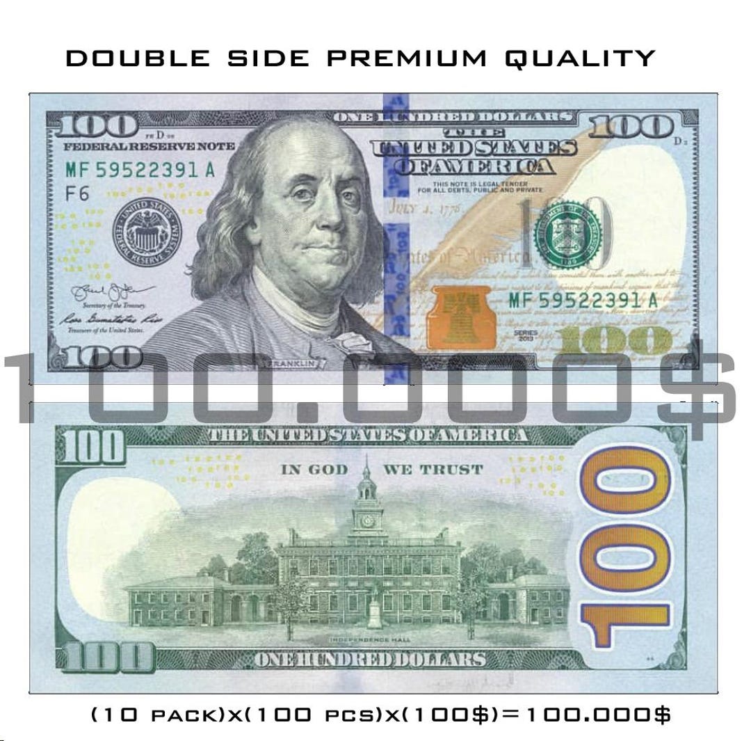 Joke Dollar Gift Realistic Money Realistic Prop Dollar 100 Dollars Prop ...