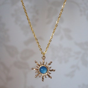 Blue Sun Necklace, Cute Cool Gold and Blue Sun Fashion Jewellery ...